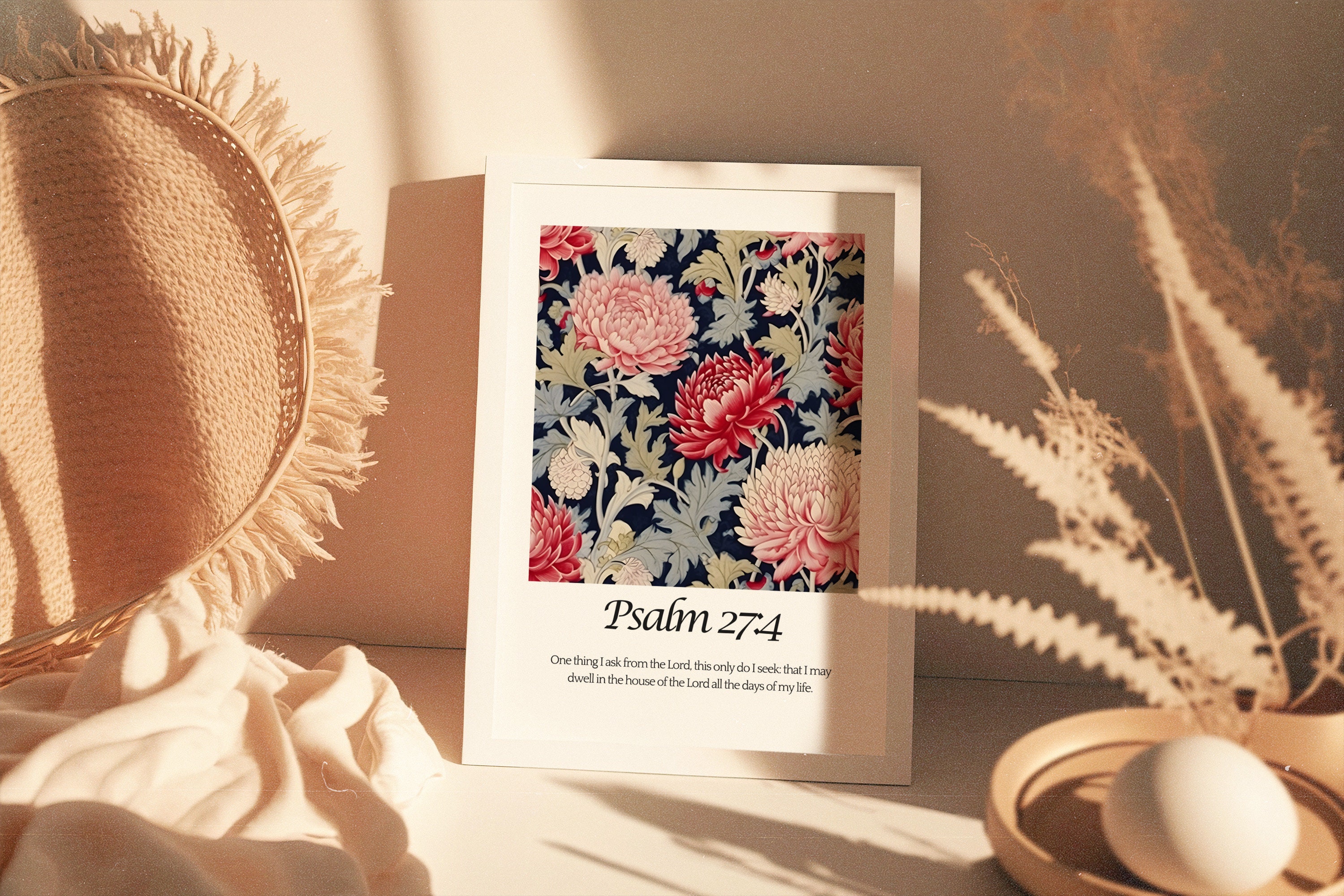 Psalm 27:4 Bible Verse Poster Boho Bible Verse Print Vintage Scripture ...