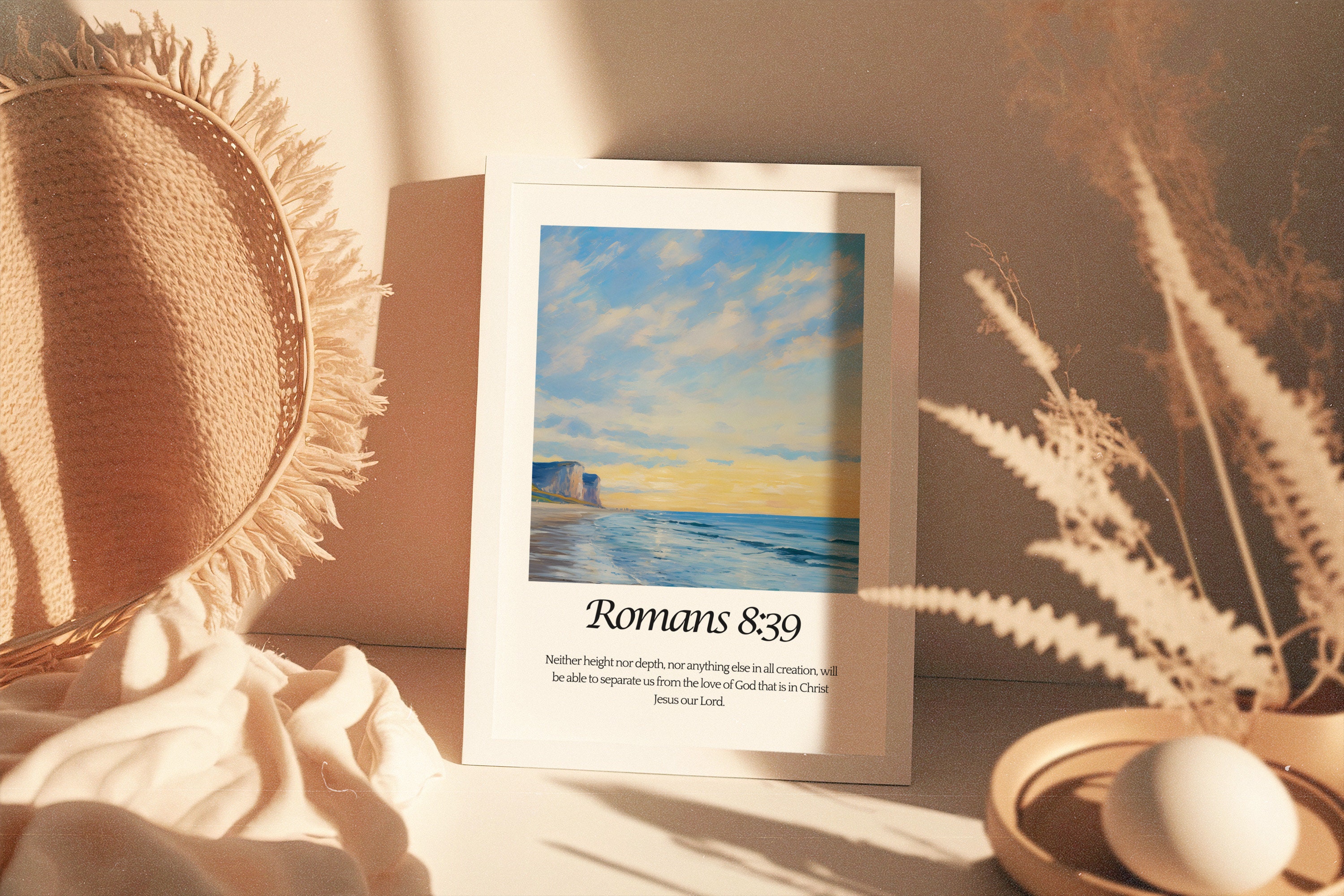 Romans 8:39 Bible Verse Poster | Boho Bible Verse Print | Vintage ...