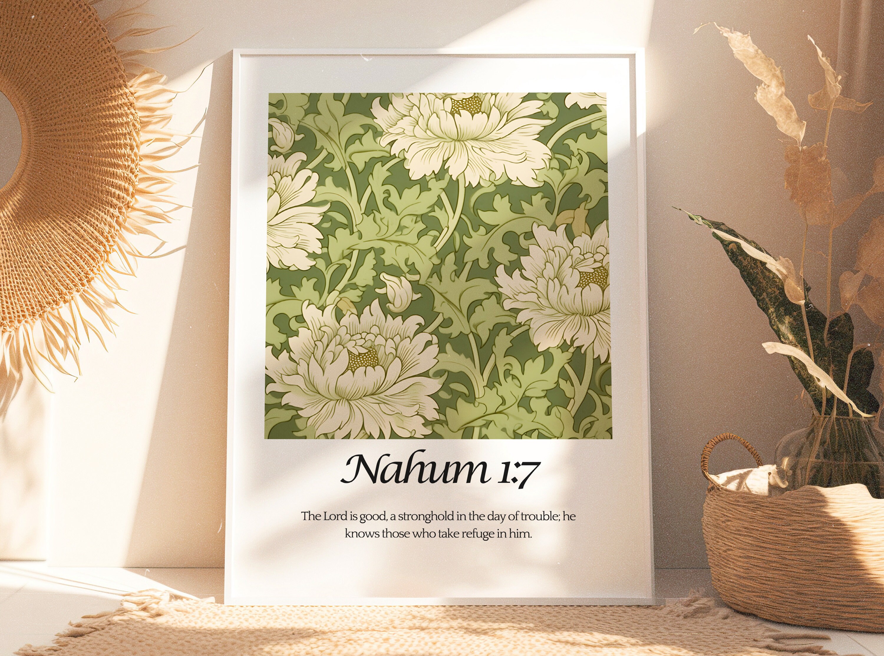 Nahum 1:7 Bible Verse Poster | Boho Bible Verse Print | Vintage ...