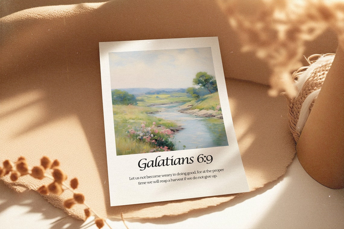 Galatians 6:9 Bible Verse Poster | Boho Bible Verse Print | Vintage ...