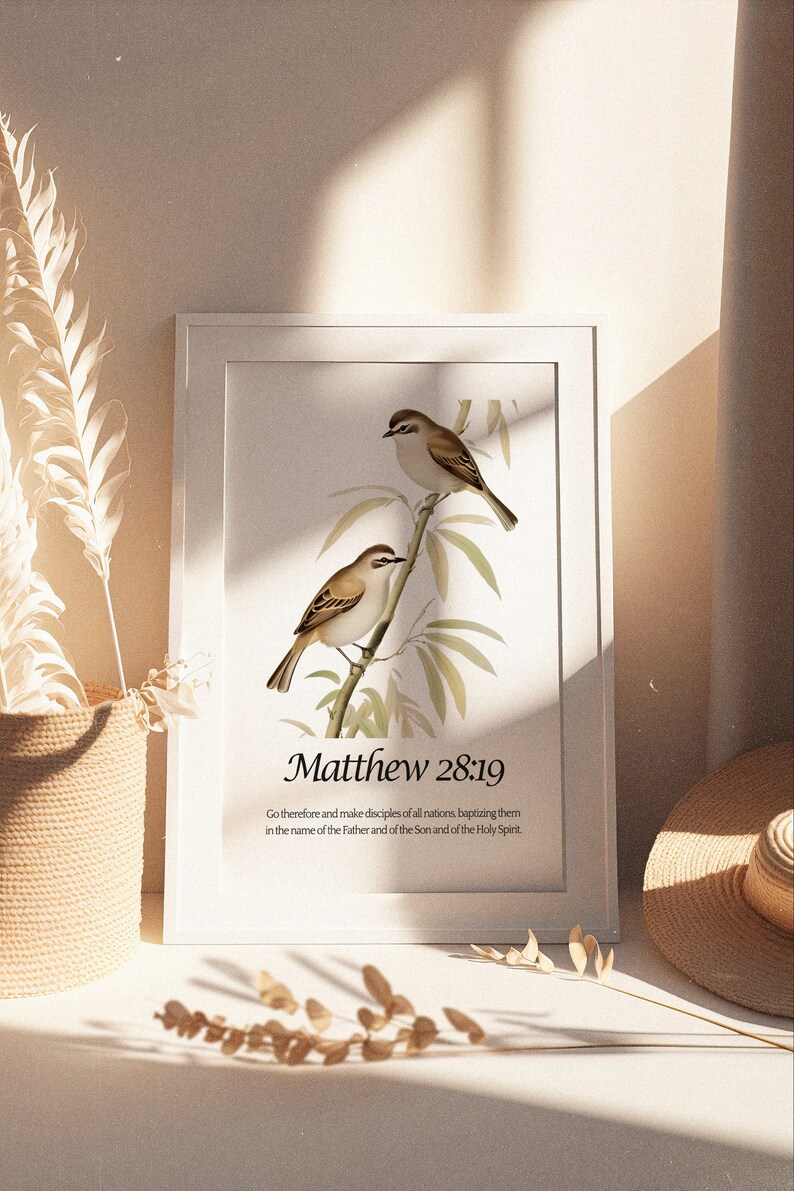 Matthew 28:19 Bible Verse Poster Boho Bible Verse Print Vintage ...