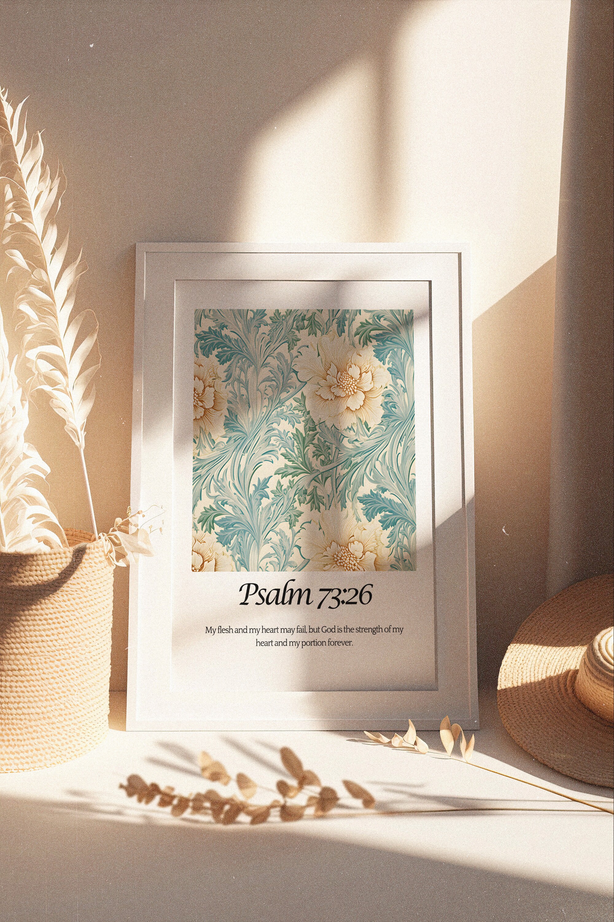 Psalm 73:26 Bible Verse Poster Boho Bible Verse Print Vintage Scripture ...