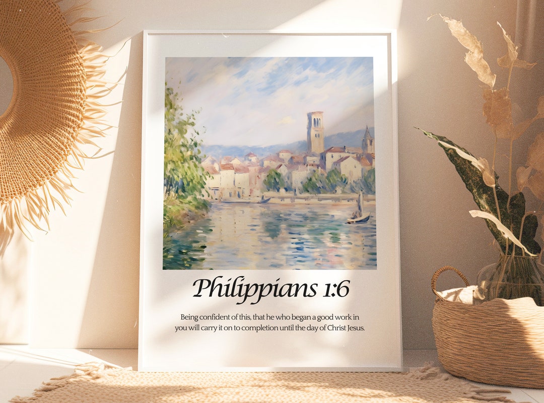 Philippians 1:6 Bible Verse Poster | Boho Bible Verse Print | Vintage ...