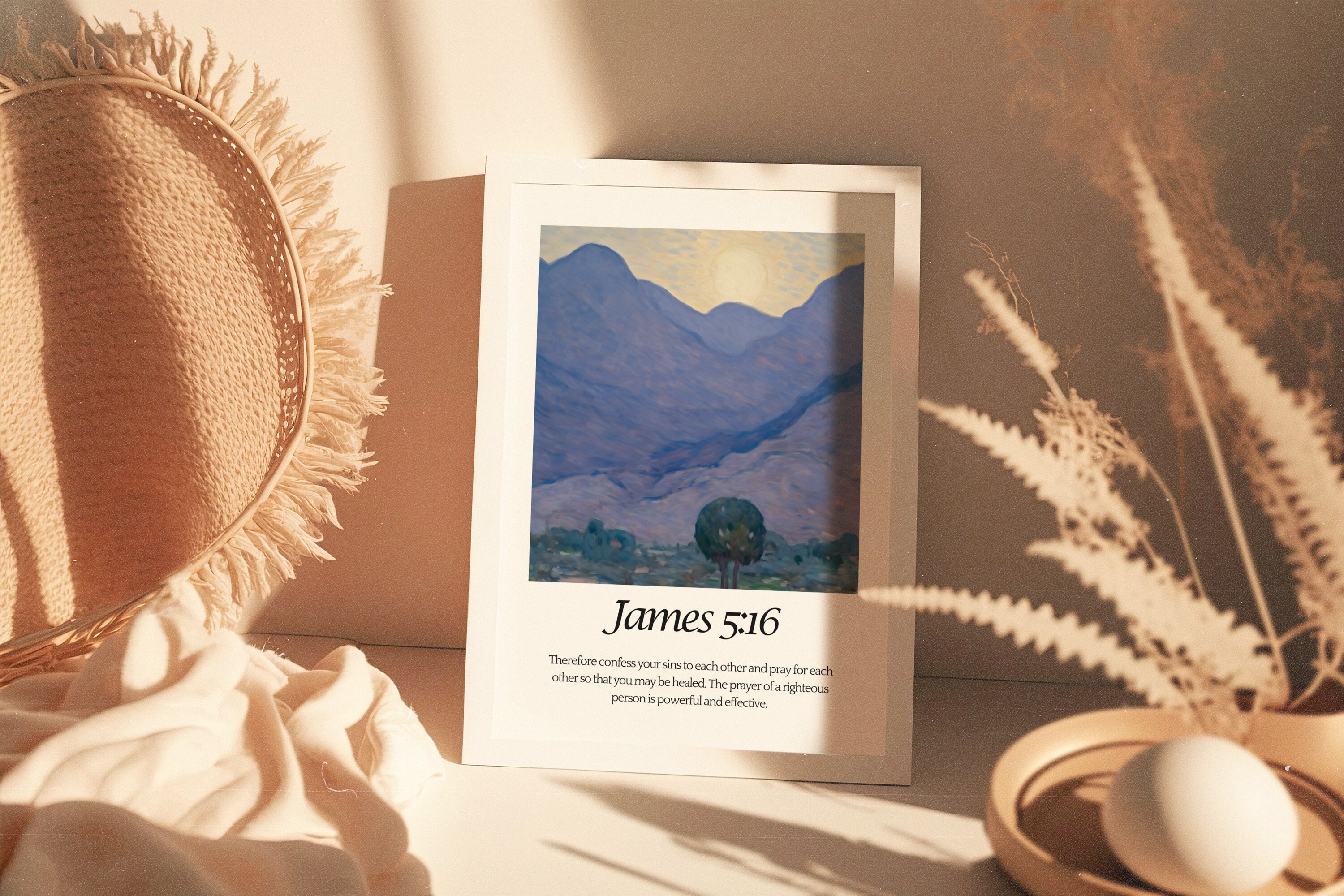 James 5:16 Bible Verse Poster Boho Bible Verse Print Vintage Scripture ...