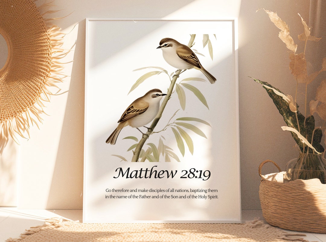 Matthew 28:19 Bible Verse Poster | Boho Bible Verse Print | Vintage ...