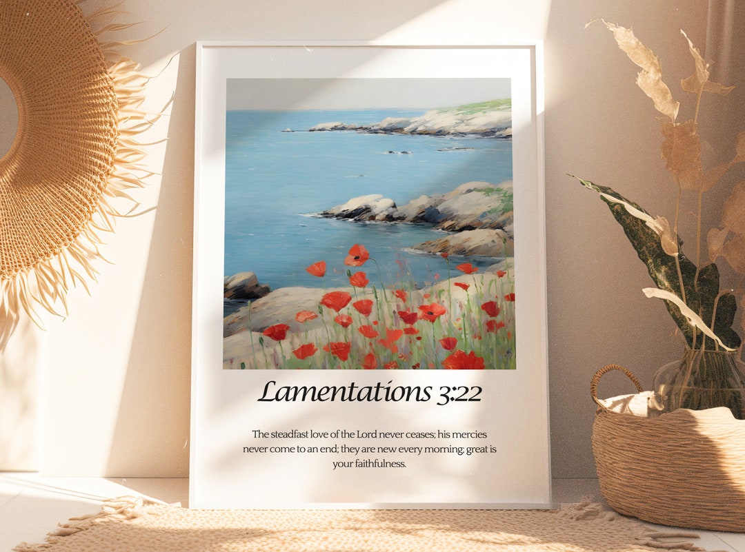 Lamentations 3:22 Bible Verse Poster | Boho Bible Verse Print | Vintage ...
