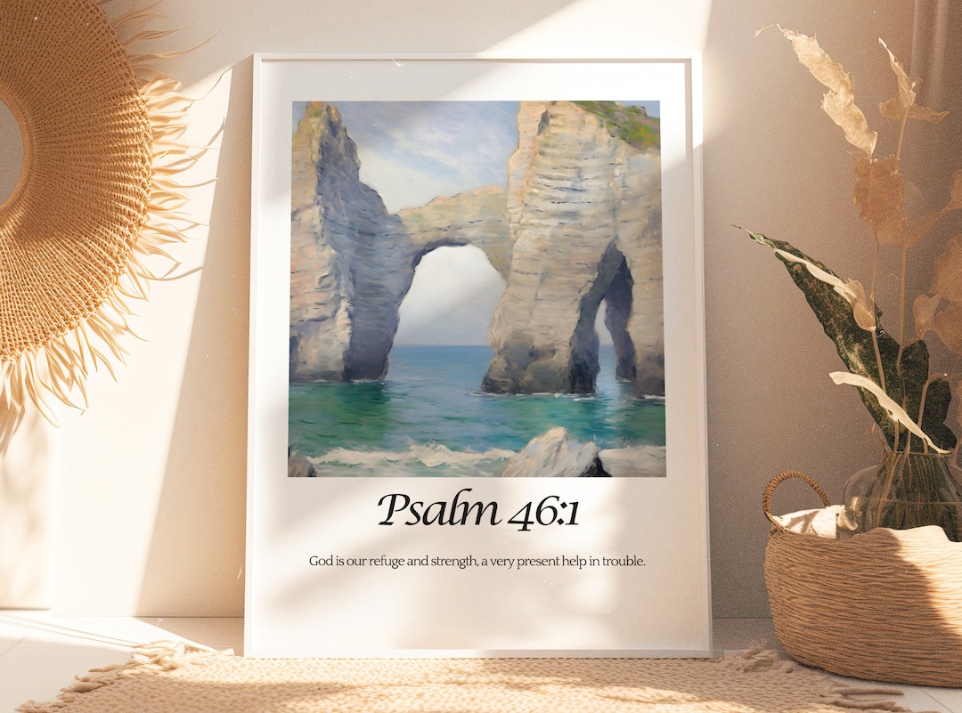 Psalm 46:1 Bible Verse Poster | Boho Bible Verse Print | Vintage ...