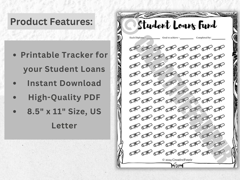 STUDENT LOAN TRACKER Printable - Student Loan Fund, Pay off the Student ...