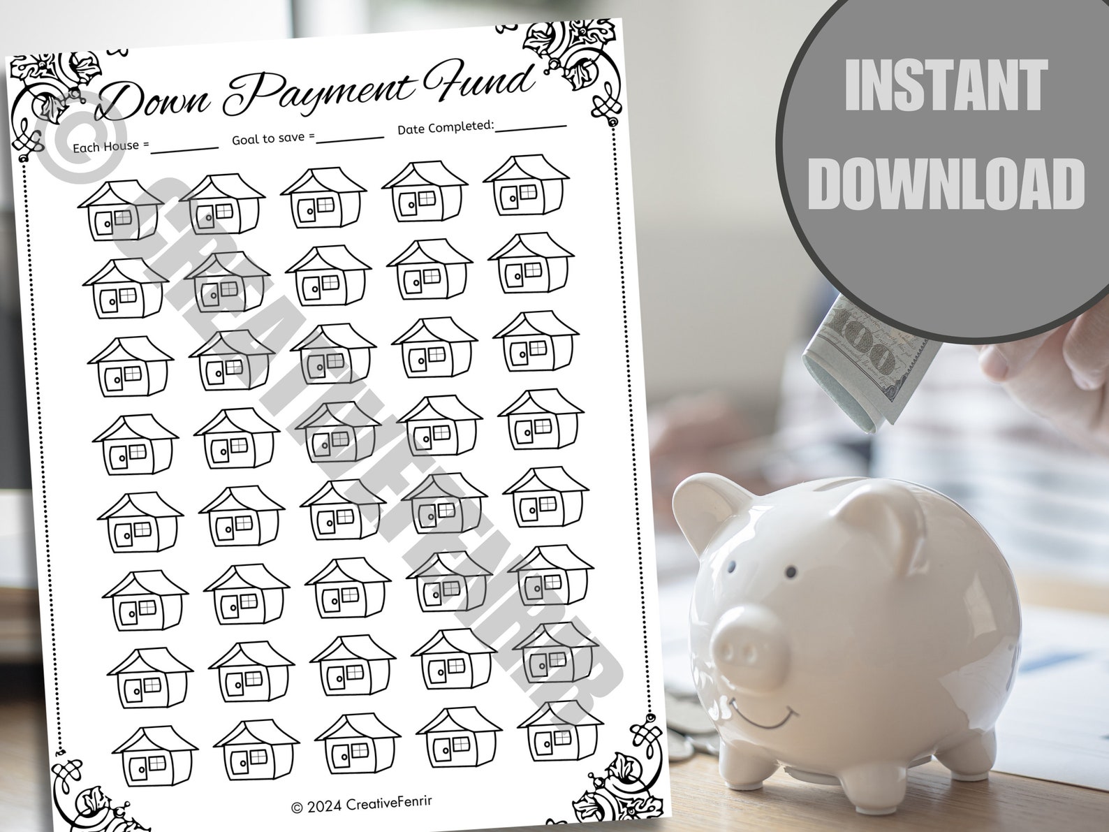 House Down Payment Tracker Printable – Savings Challenge (digital ...