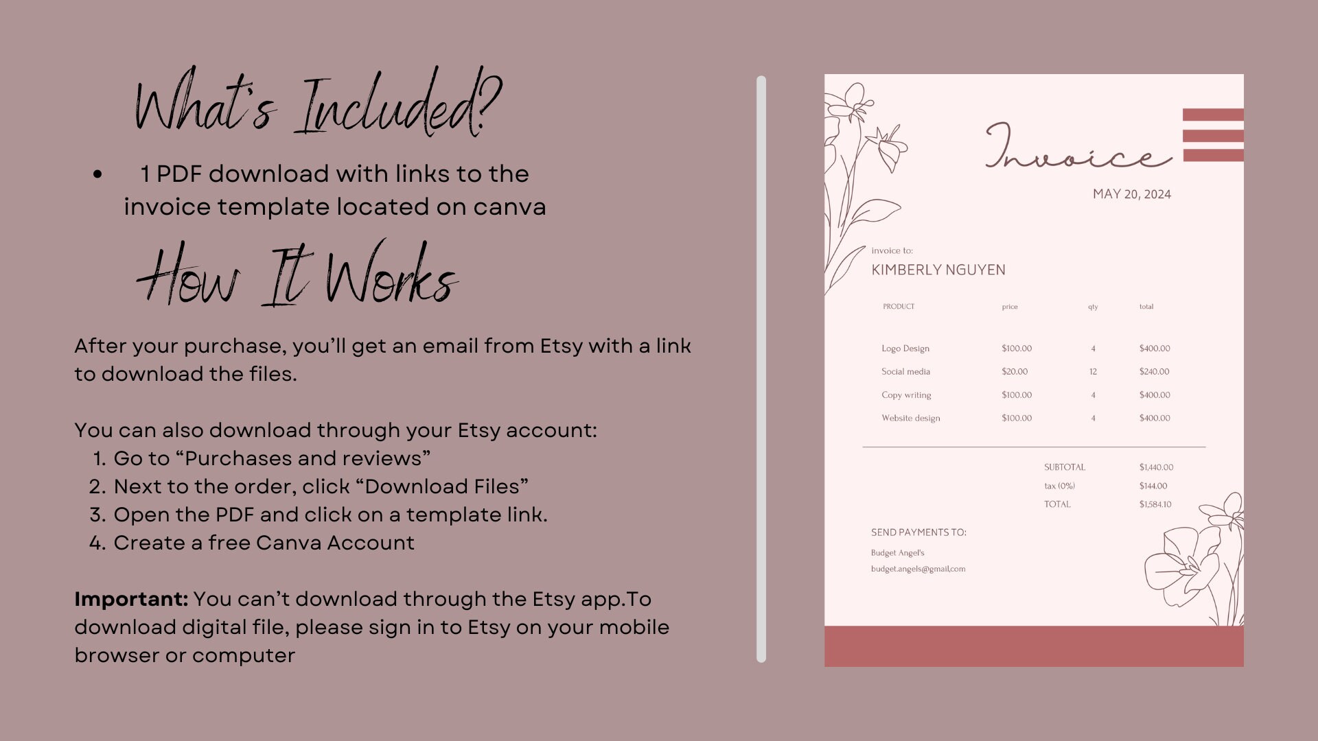 PLR Digital Invoice Template - Etsy