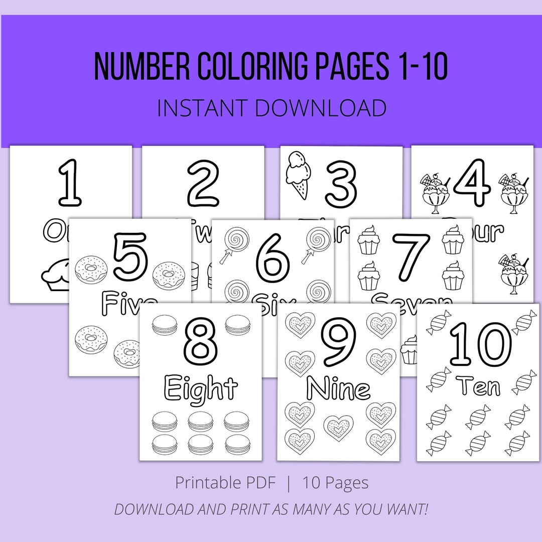 Number Coloring Pages 1-10, Sweets Coloring Pages, Prek Activity ...