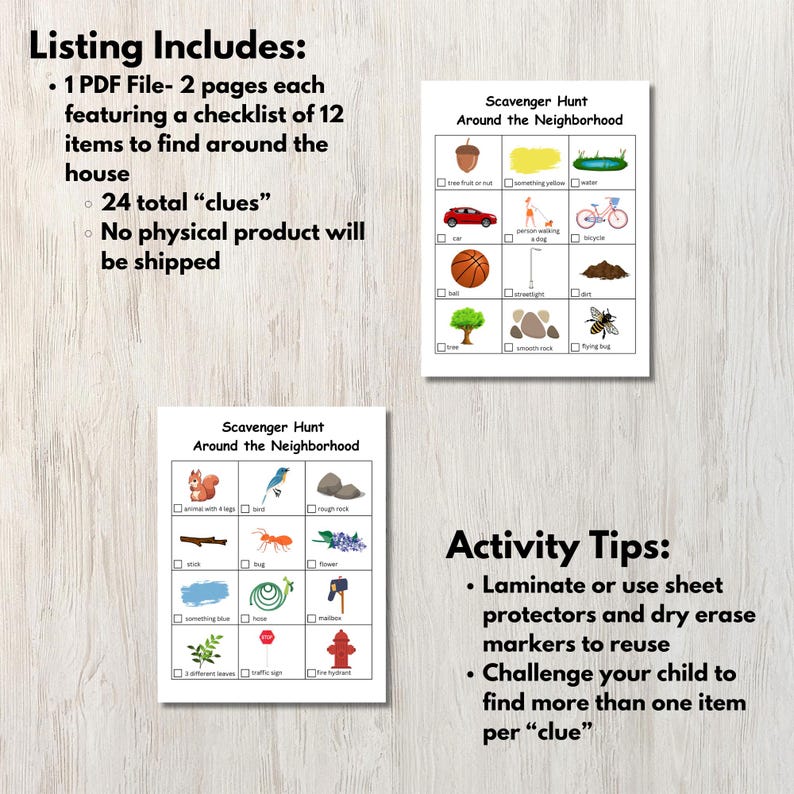Scavenger Hunt Around the Neighborhood for Toddlers and Preschoolers ...