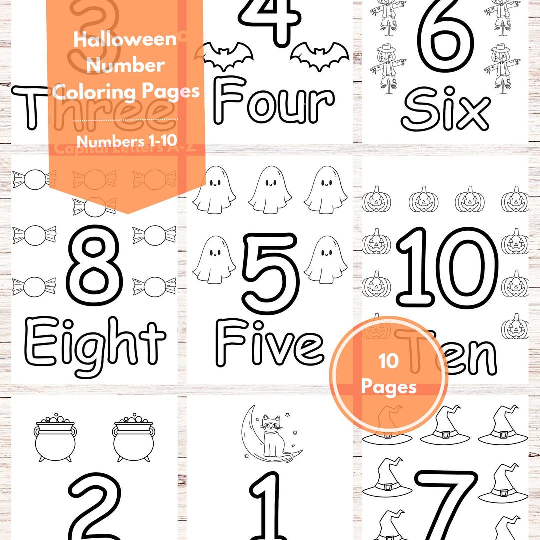 Halloween Number Coloring Pages 1-10: Printable Toddler Activity ...