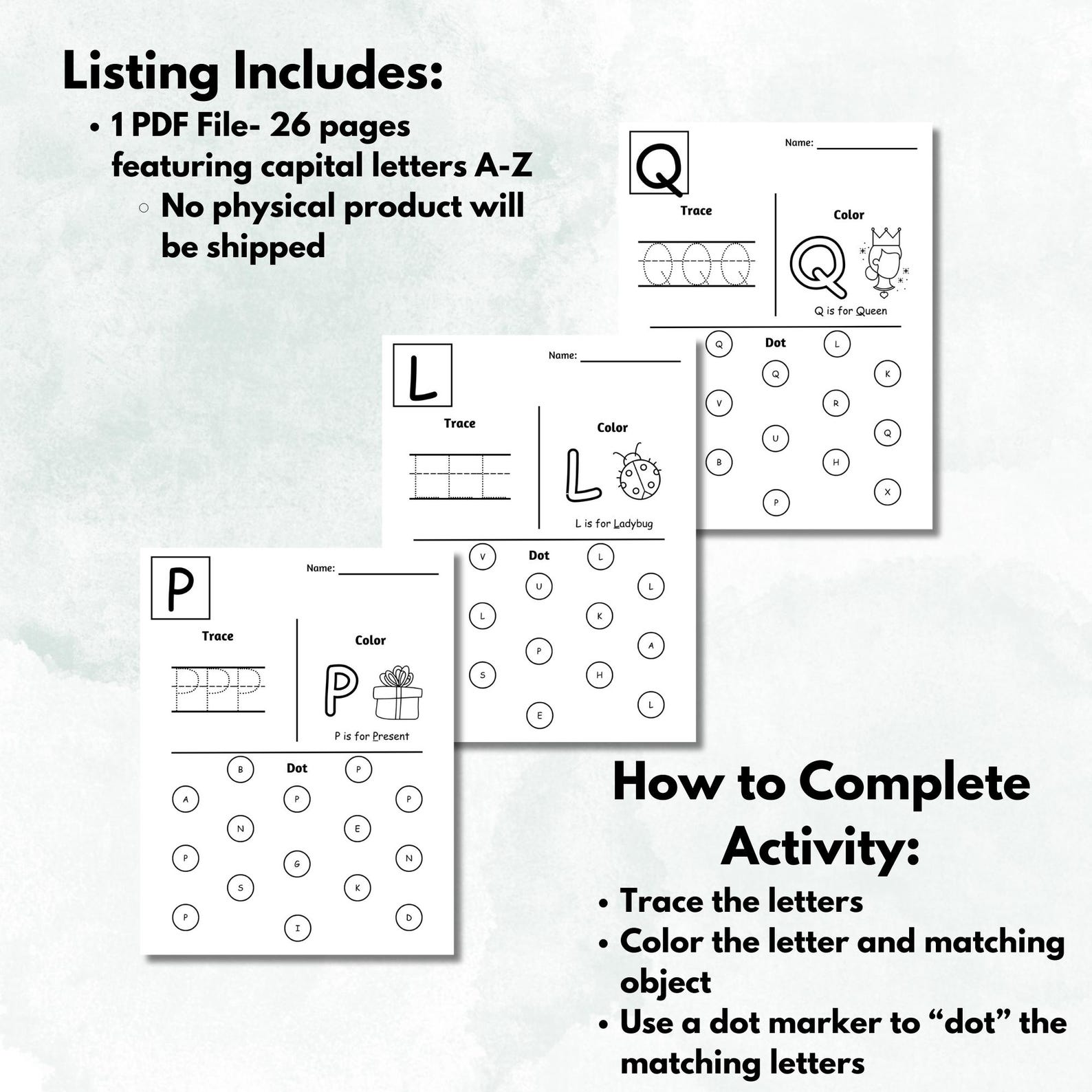 Letter Recognition, Capital Letters, Alphabet Practice, Preschool and ...