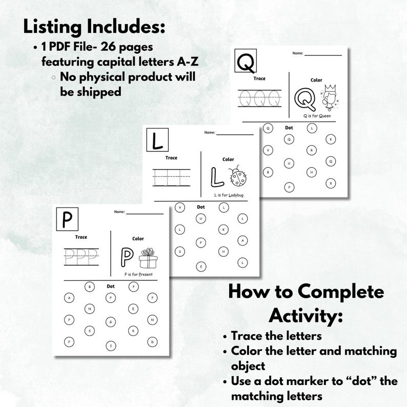 Letter Recognition, Capital Letters, Alphabet Practice, Preschool and ...