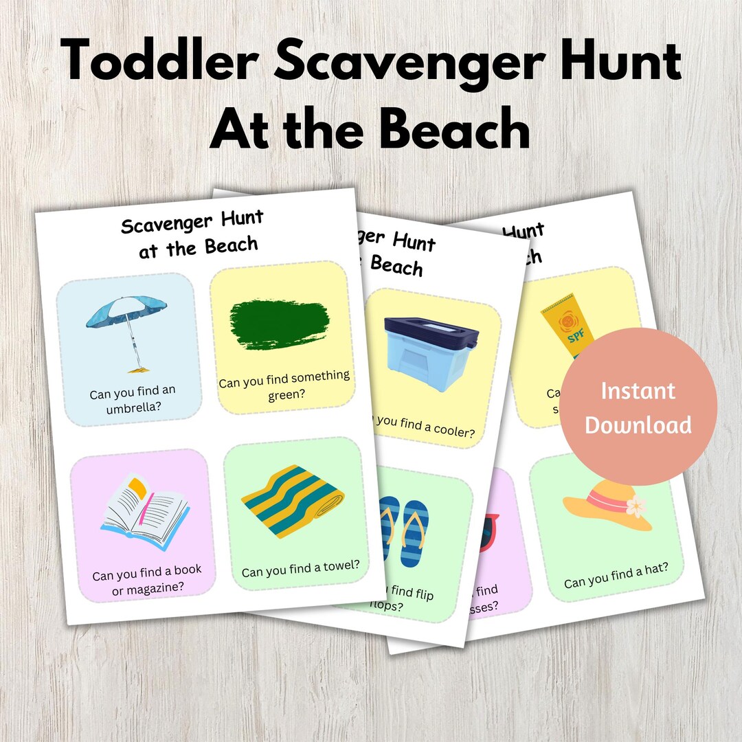 Scavenger Hunt at the Beach, Toddler Scavenger Hunt, Printable ...