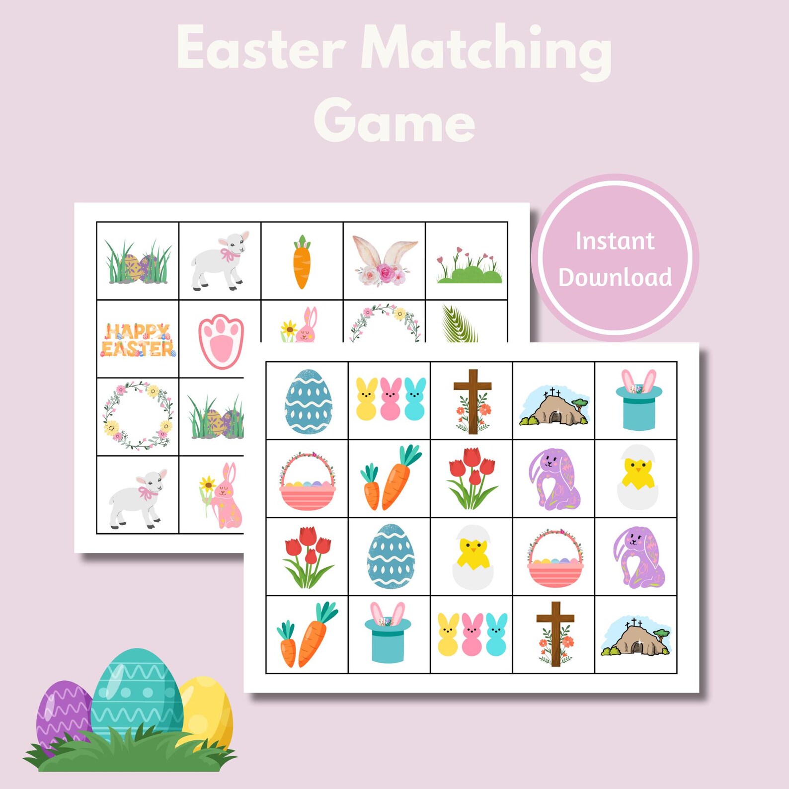 Easter Matching Game, Easter Memory Game, Easter Printable, Memory Game ...