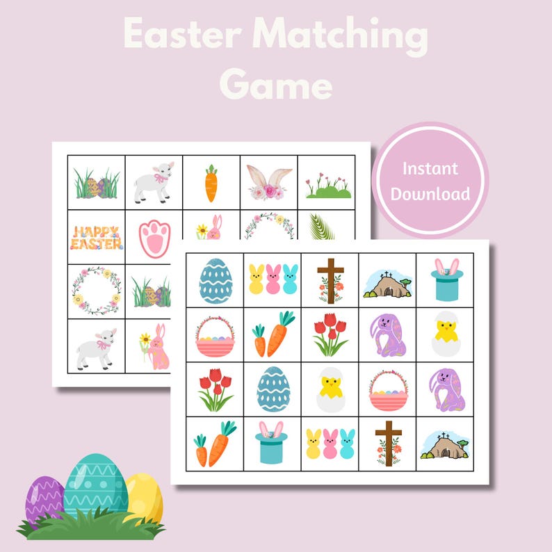Easter Matching Game, Easter Memory Game, Easter Printable, Memory Game ...