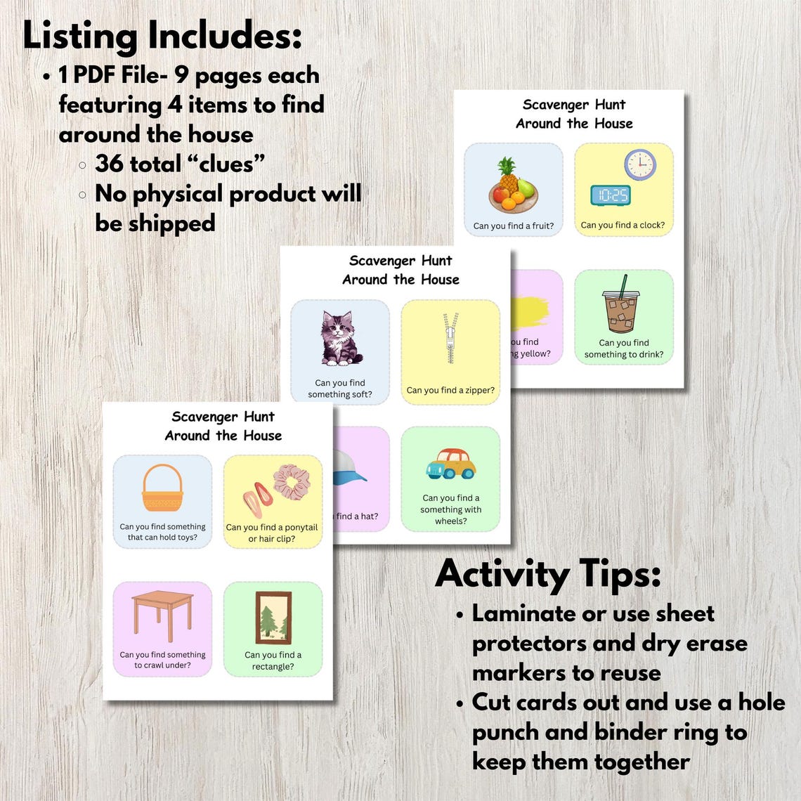 Indoor Scavenger Hunt, Toddler Scavenger Hunt, Printable Scavenger Hunt ...