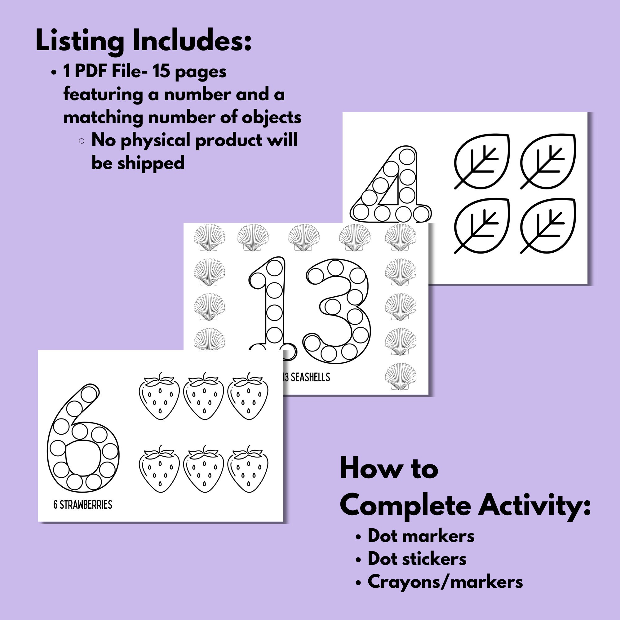 Number Dot Marker Activity, Counting Activity, Number Activities for ...