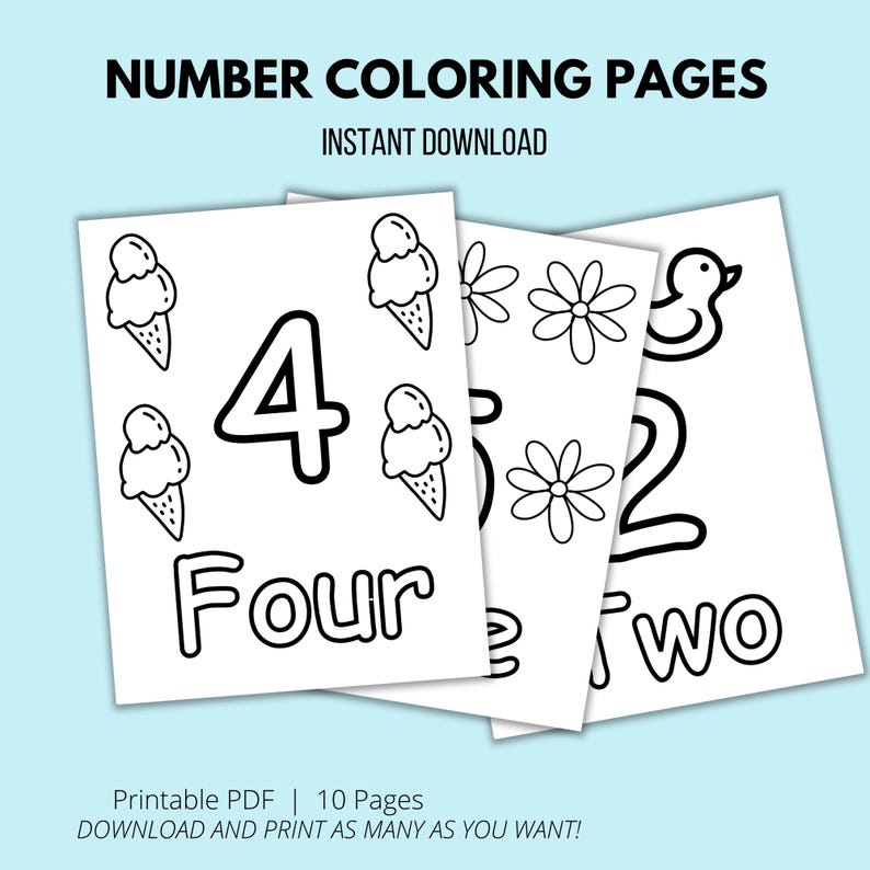 Preschool Number Coloring Pages 1-10: Printable Toddler Activity ...