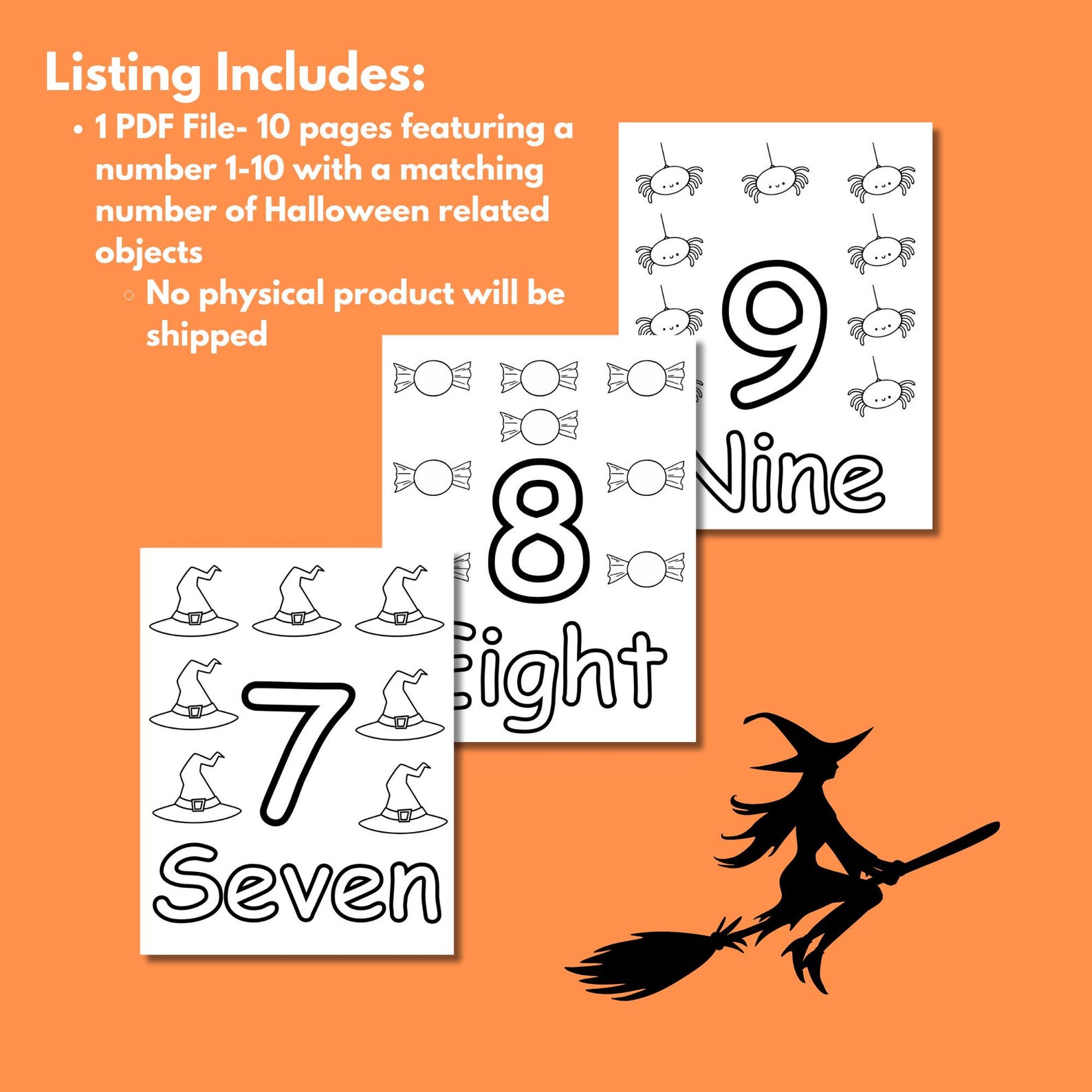 Halloween Number Coloring Pages 1-10: Printable Toddler Activity ...