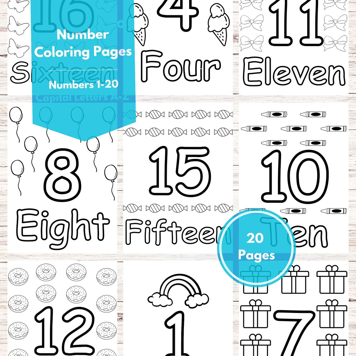 Preschool Number Coloring Pages 1-20: Printable Toddler Activity ...
