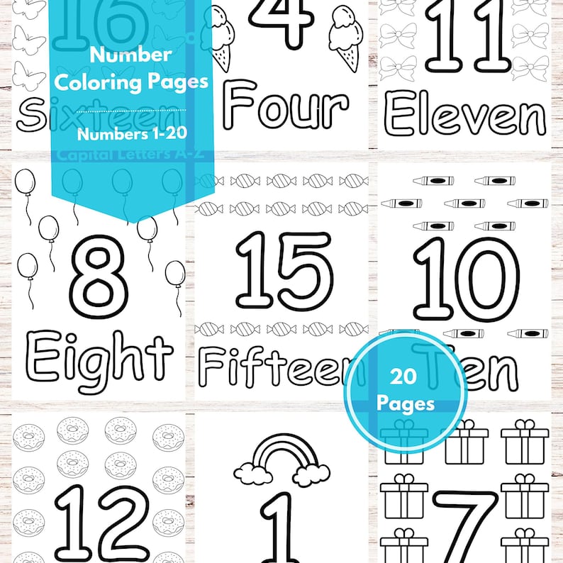 Preschool Number Coloring Pages 1-20: Printable Toddler Activity ...