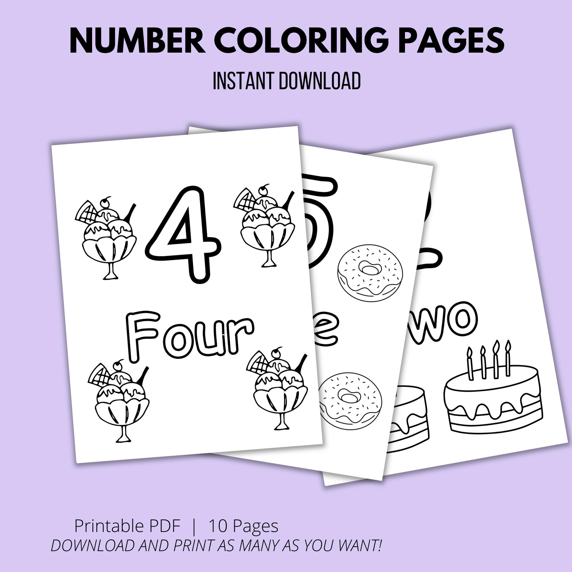 Number Coloring Pages 1-10, Sweets Coloring Pages, Prek Activity ...