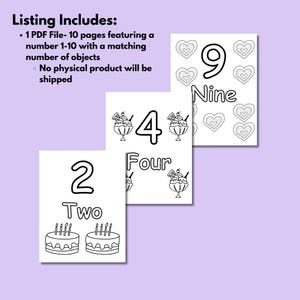 Number Coloring Pages 1-10, Sweets Coloring Pages, Prek Activity ...
