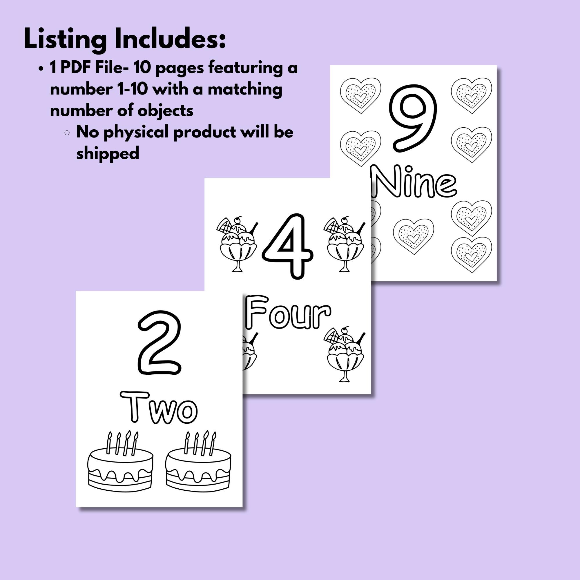 Number Coloring Pages 1-10, Sweets Coloring Pages, Prek Activity ...