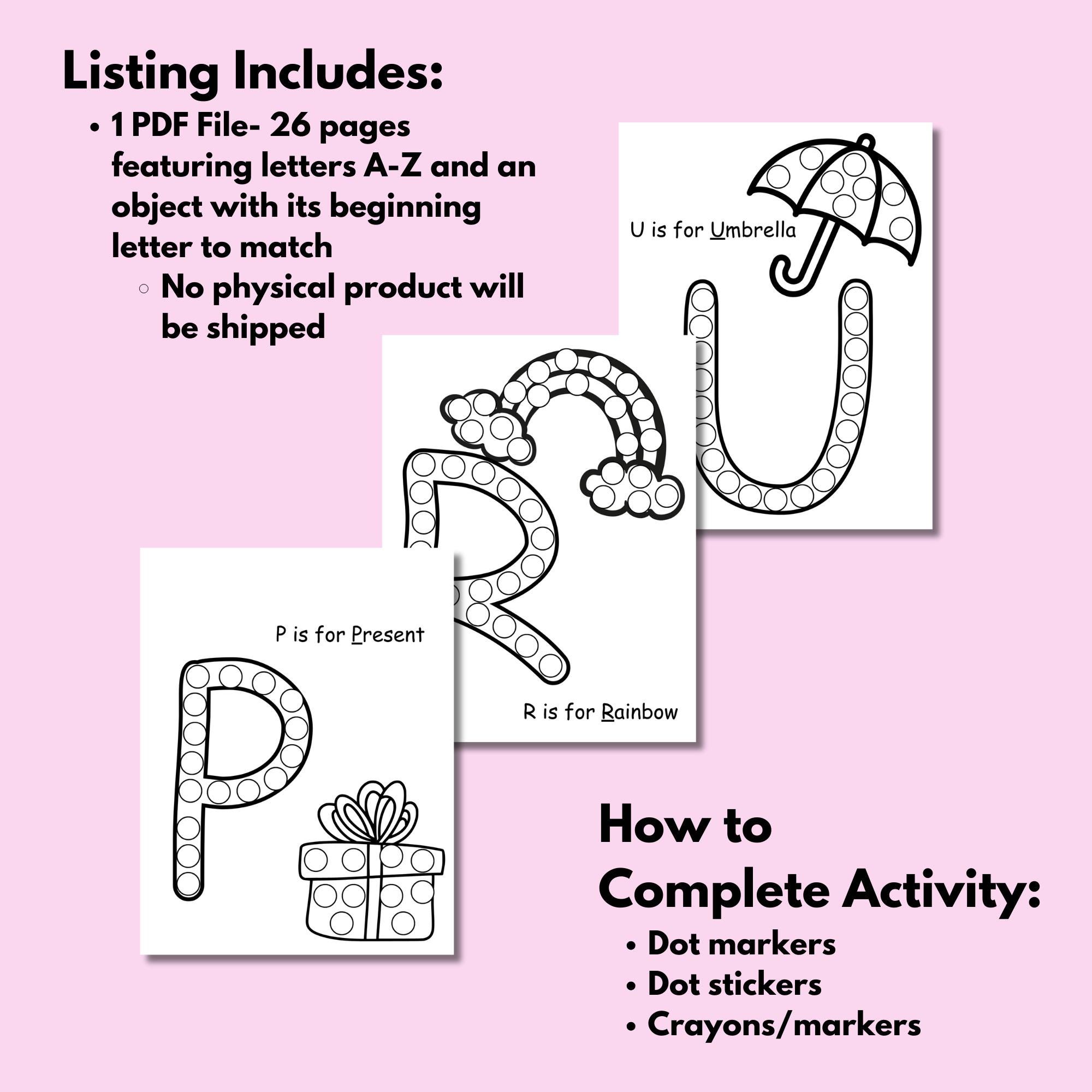 Alphabet Dot Marker Activity, Alphabet Bingo Dauber Activity, Alphabet ...