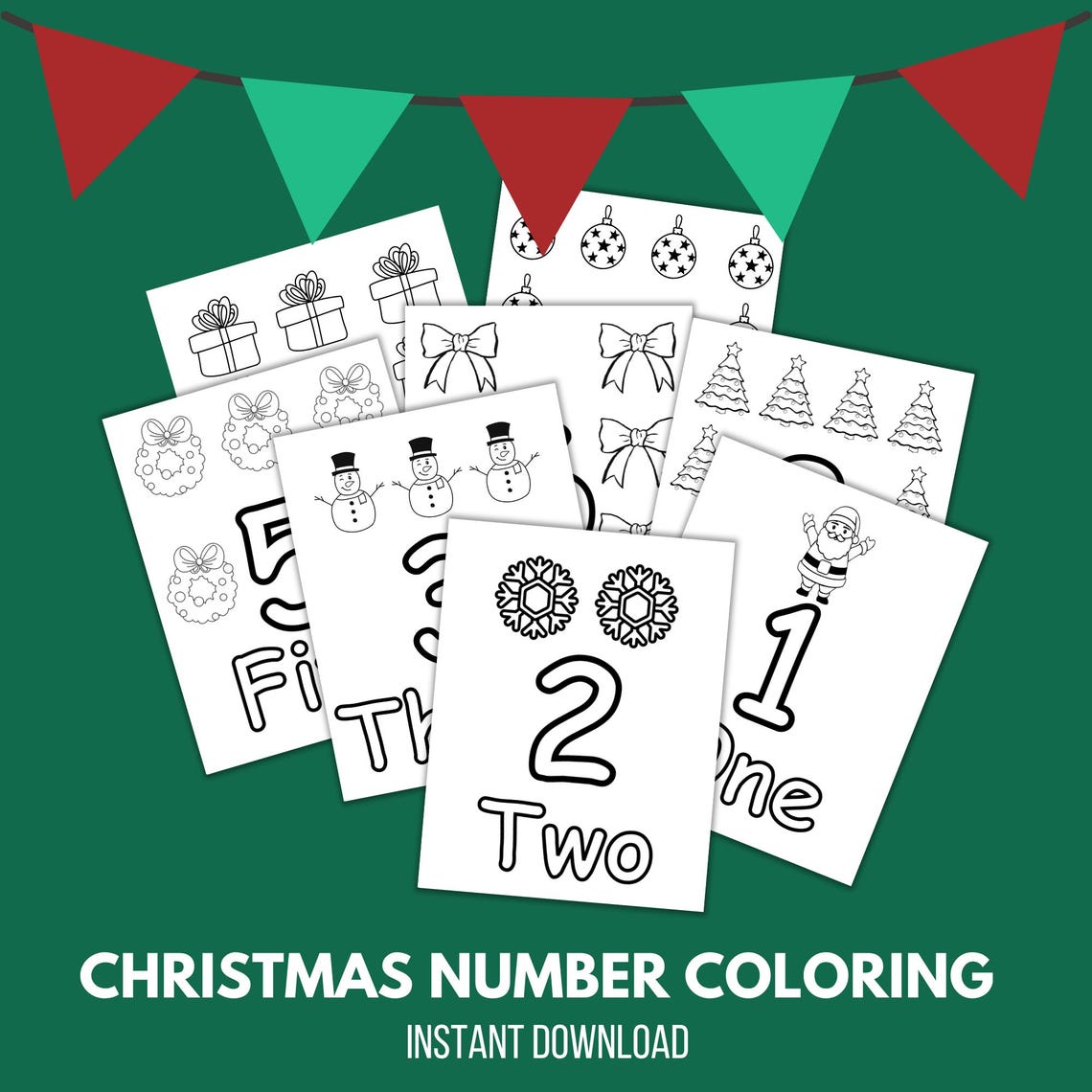 Christmas Number Coloring Pages 1-10, Christmas Activity, Toddler ...
