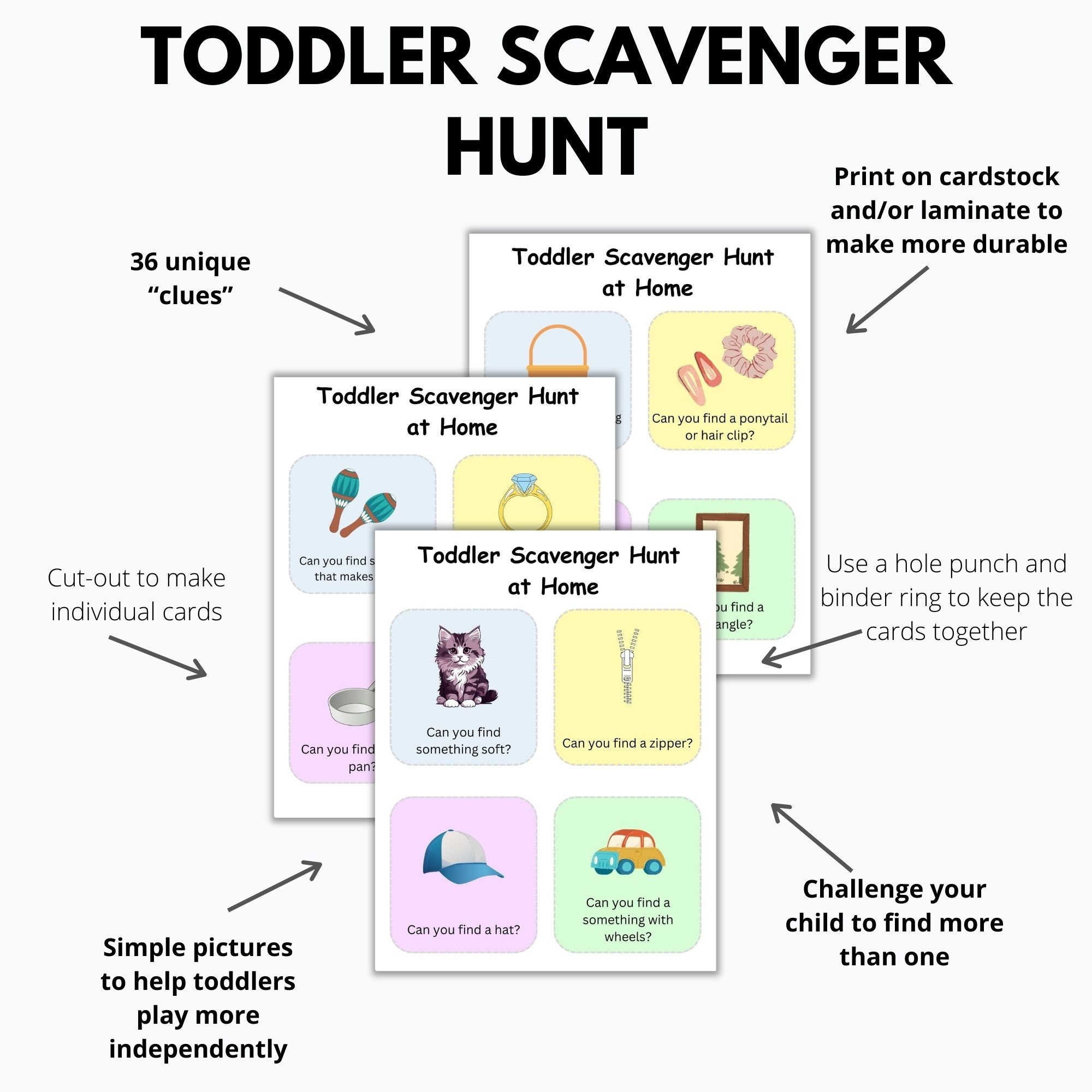 Indoor Scavenger Hunt, Toddler Scavenger Hunt, Printable Scavenger Hunt ...