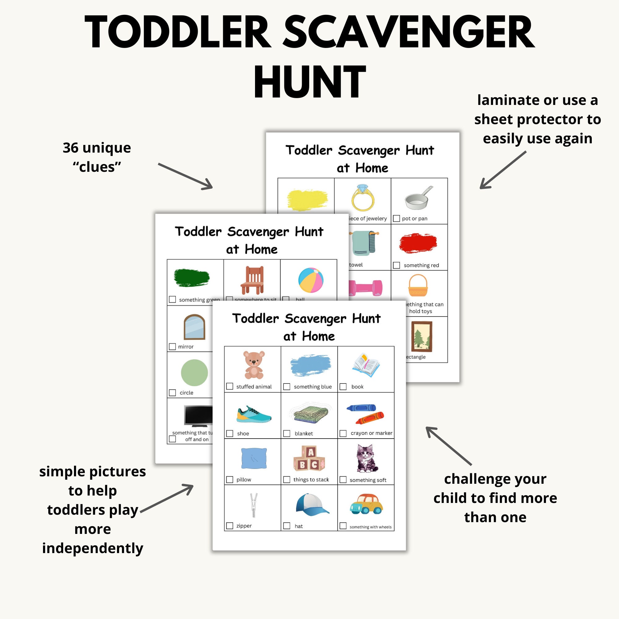 Indoor Scavenger Hunt, Toddler Scavenger Hunt, Printable Scavenger Hunt ...