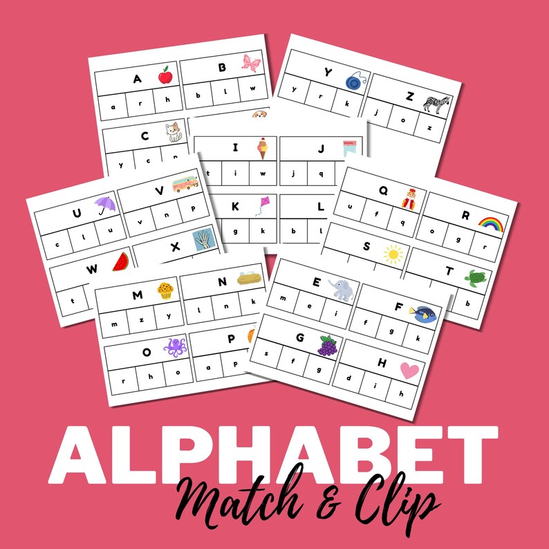 Alphabet Match & Clip Game, Preschool Learning (PDF Pattern) - Etsy