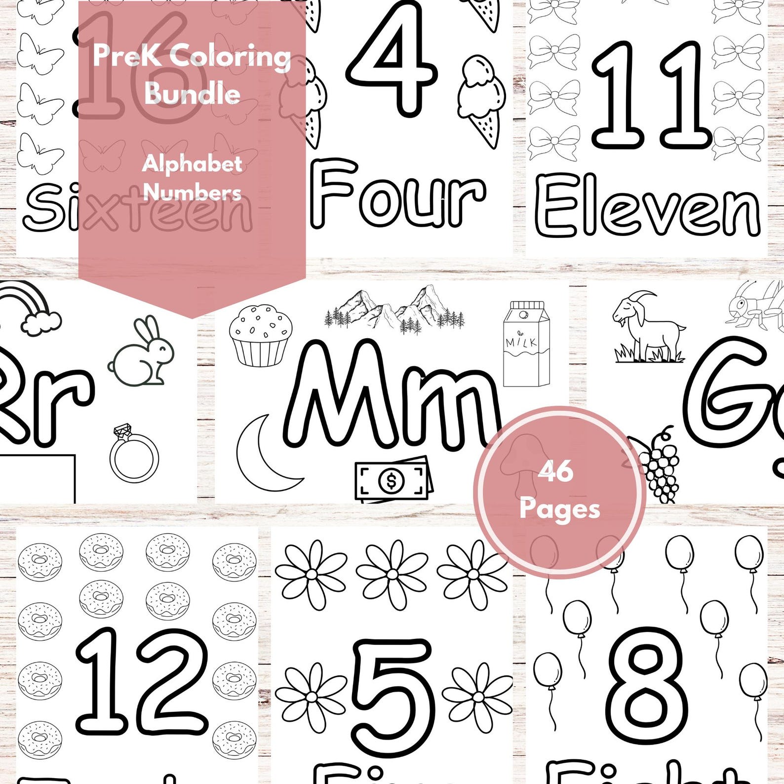 Prek Coloring Bundle, Alphabet Coloring Pages, Number Coloring Pages ...