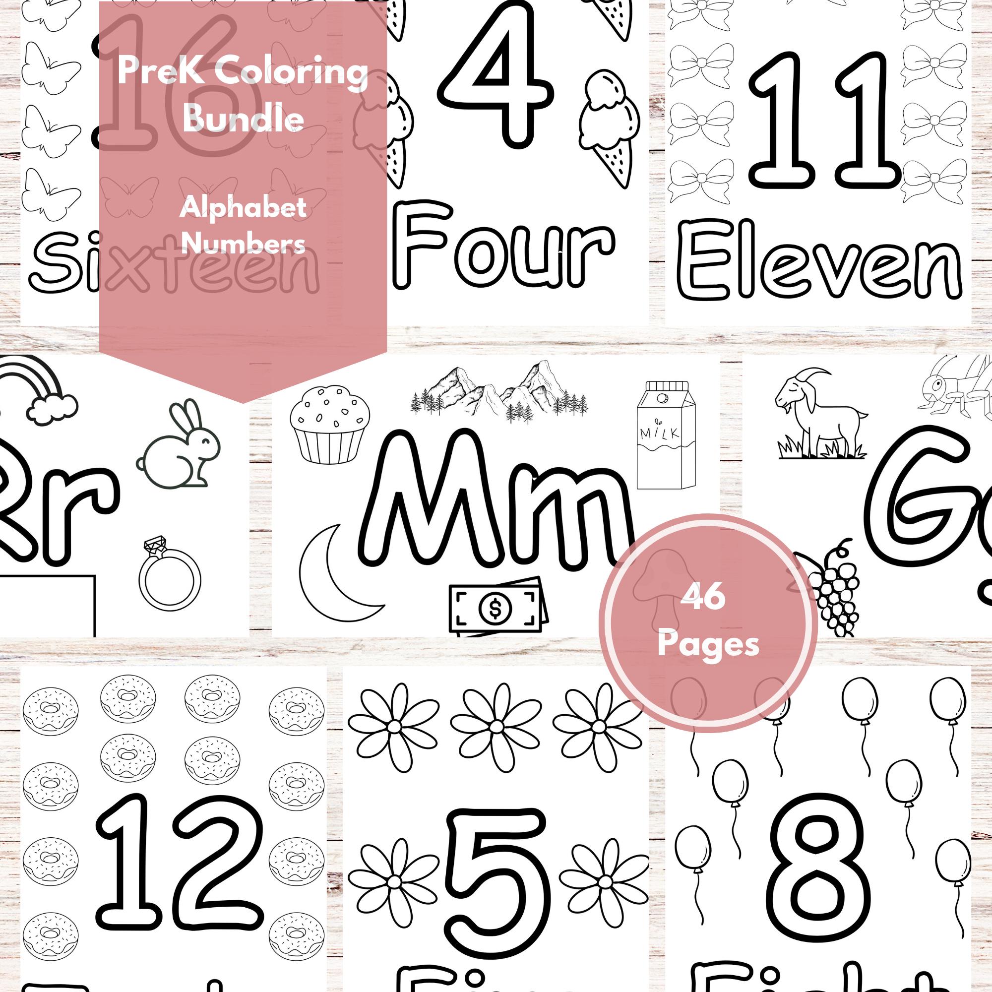 Prek Coloring Bundle, Alphabet Coloring Pages, Number Coloring Pages ...