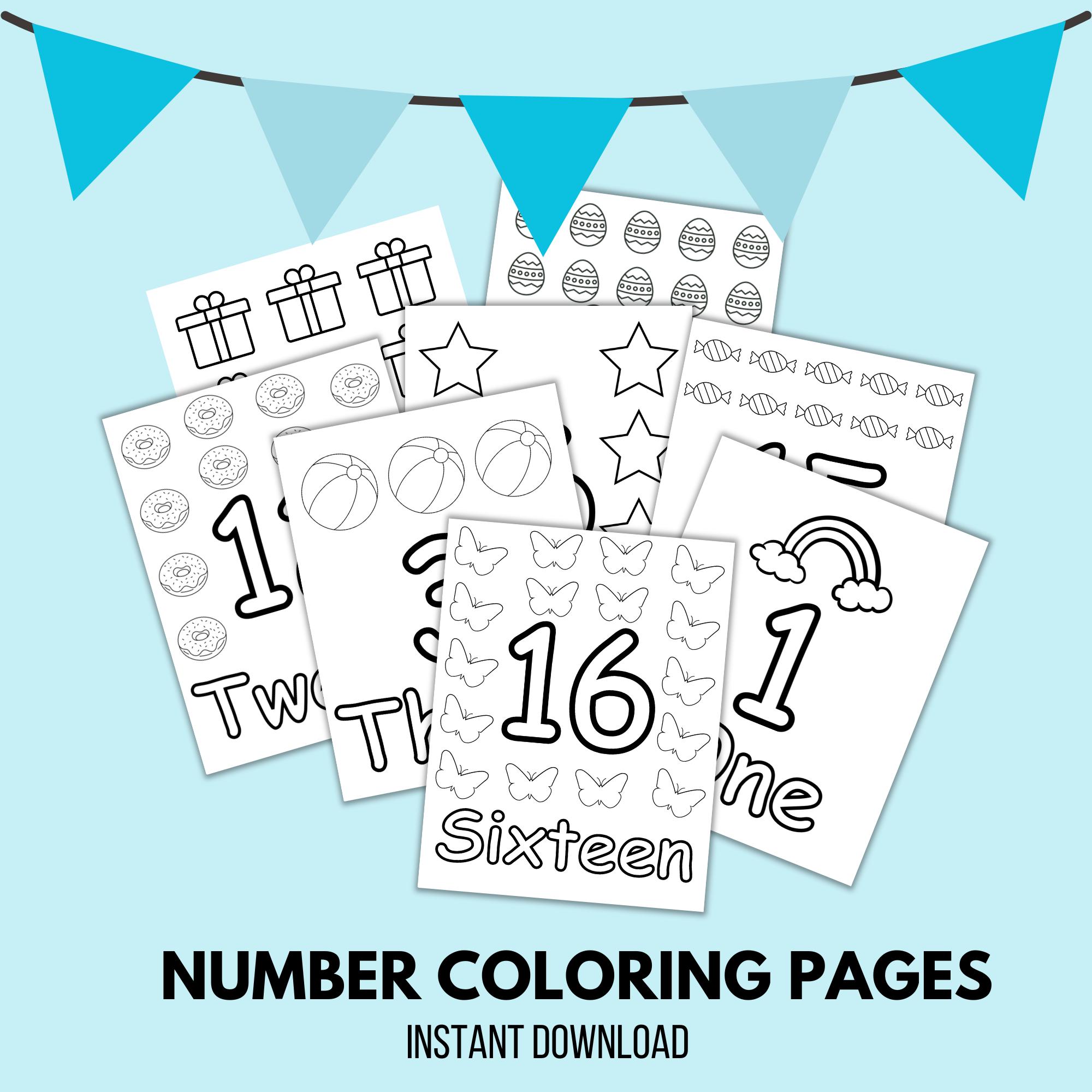 Preschool Number Coloring Pages 1-20: Printable Toddler Activity ...