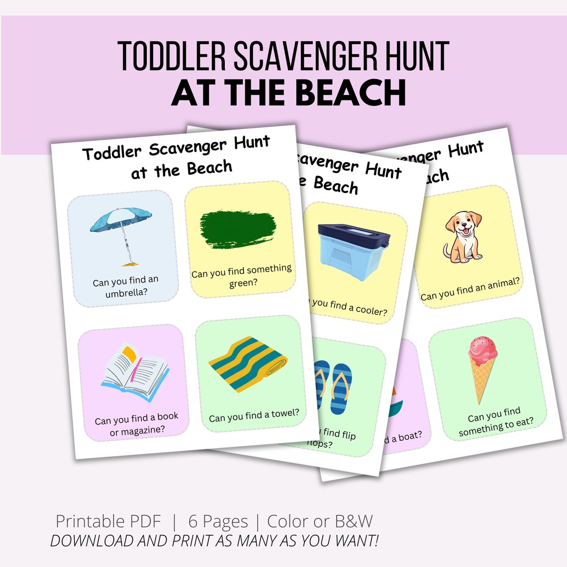 Scavenger Hunt at the Beach, Toddler Scavenger Hunt, Printable ...