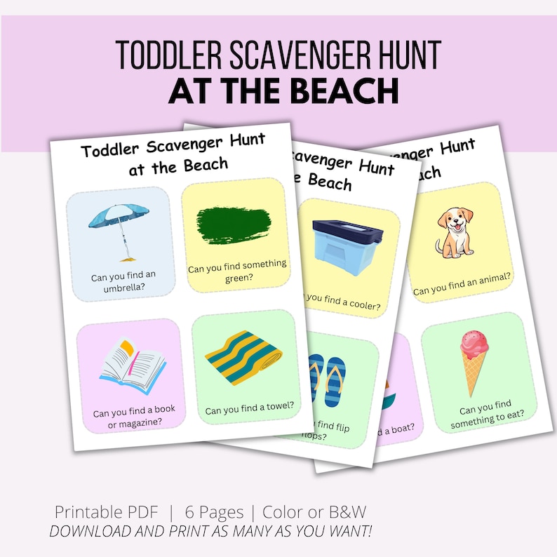 Scavenger Hunt at the Beach, Toddler Scavenger Hunt, Printable ...