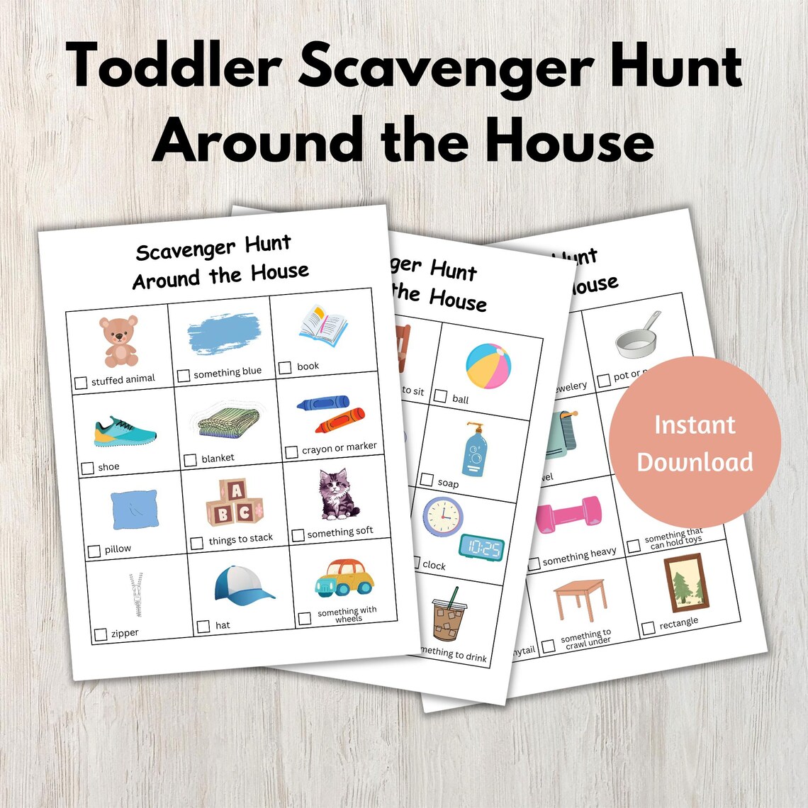Indoor Scavenger Hunt, Toddler Scavenger Hunt, Printable Scavenger Hunt ...