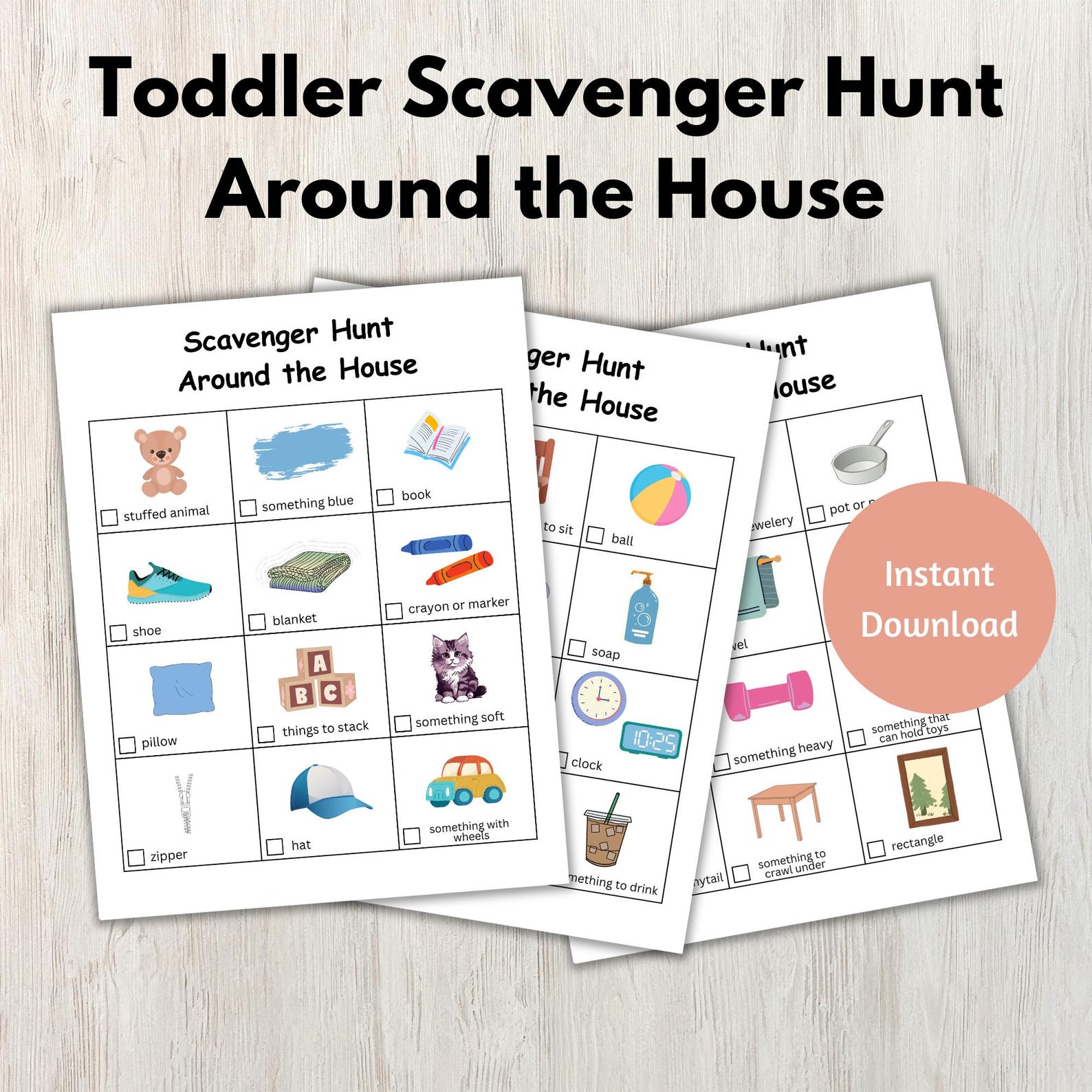 Indoor Scavenger Hunt, Toddler Scavenger Hunt, Printable Scavenger Hunt ...