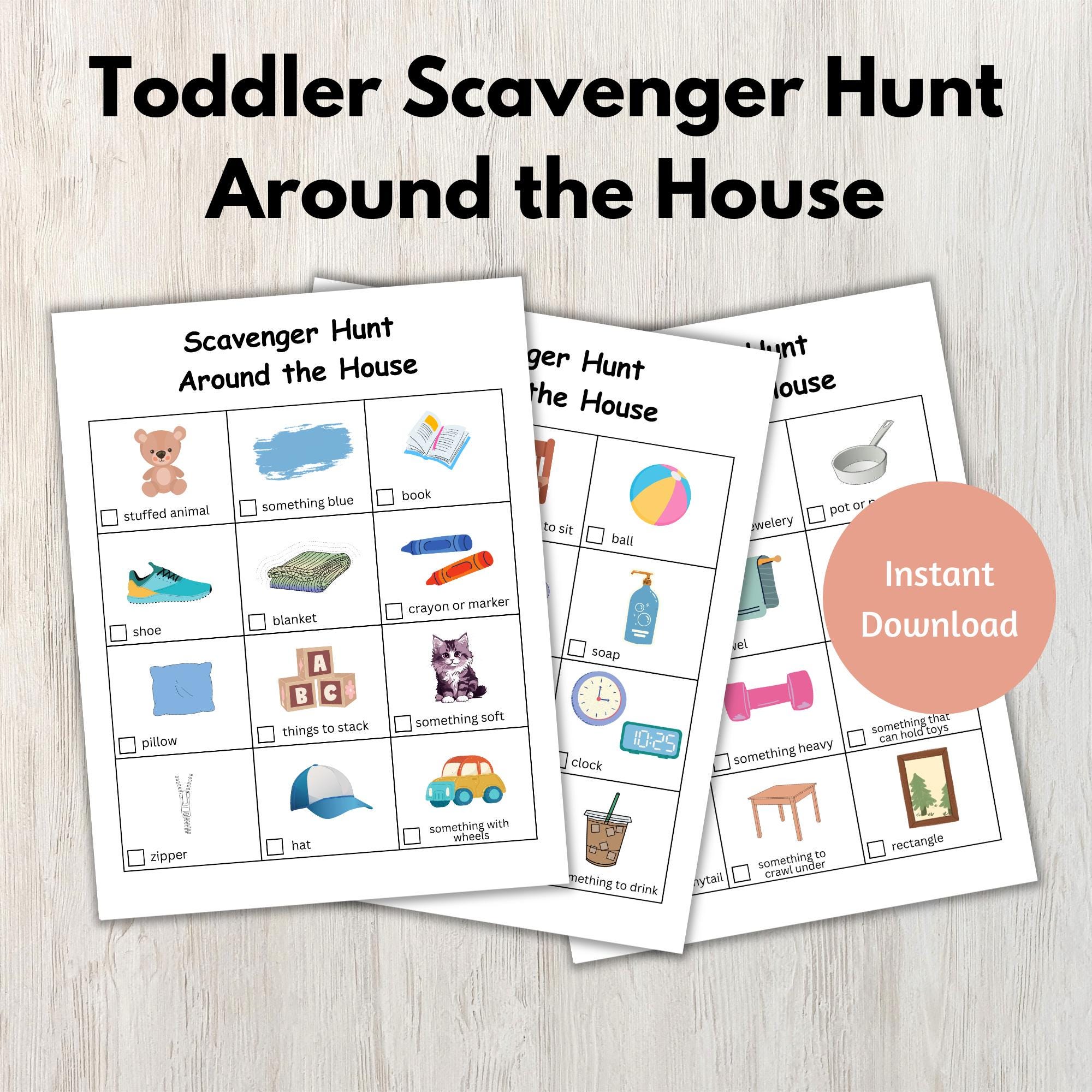 Indoor Scavenger Hunt, Toddler Scavenger Hunt, Printable Scavenger Hunt ...