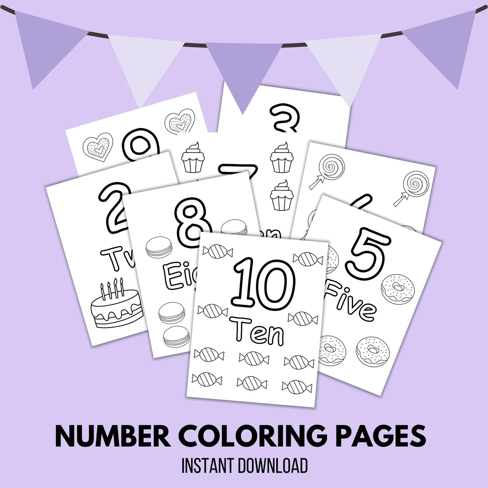 Number Coloring Pages 1-10, Sweets Coloring Pages, Prek Activity ...