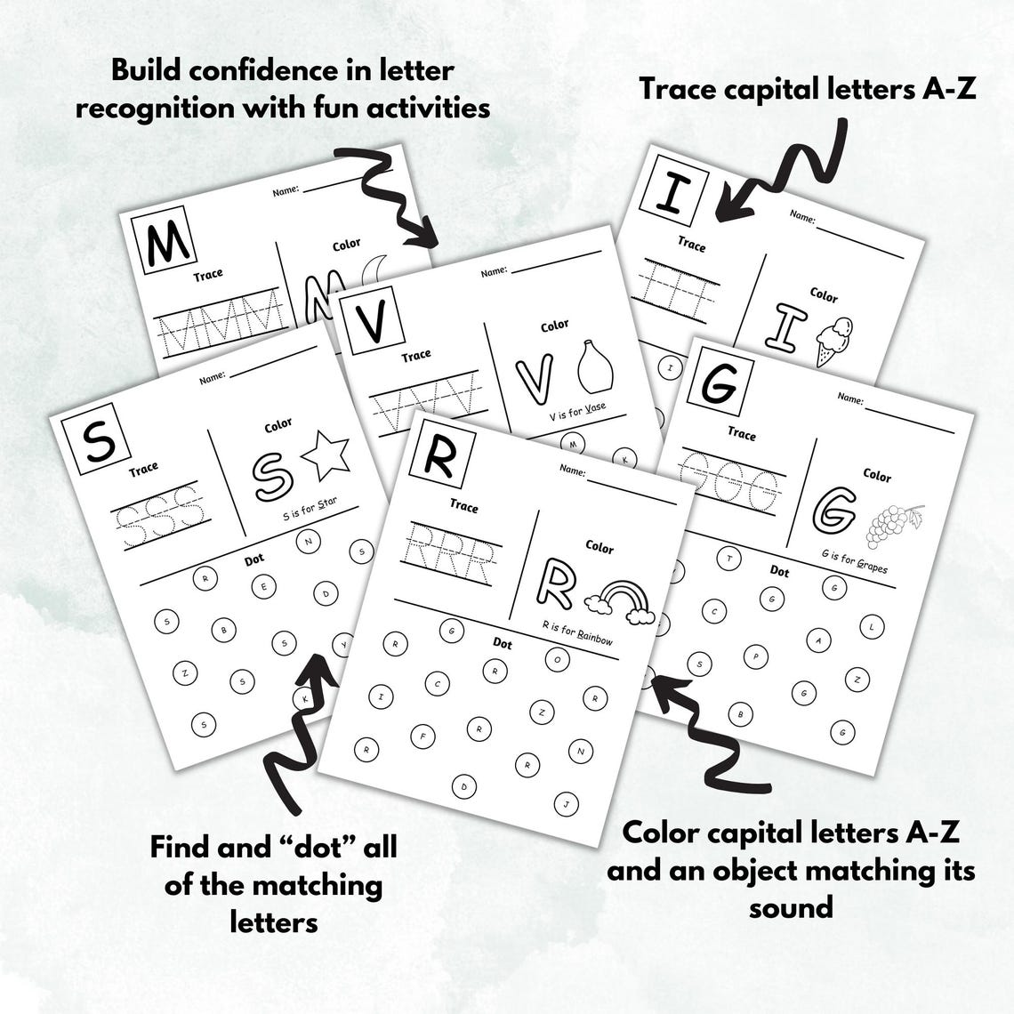 Letter Recognition, Capital Letters, Alphabet Practice, Preschool and ...