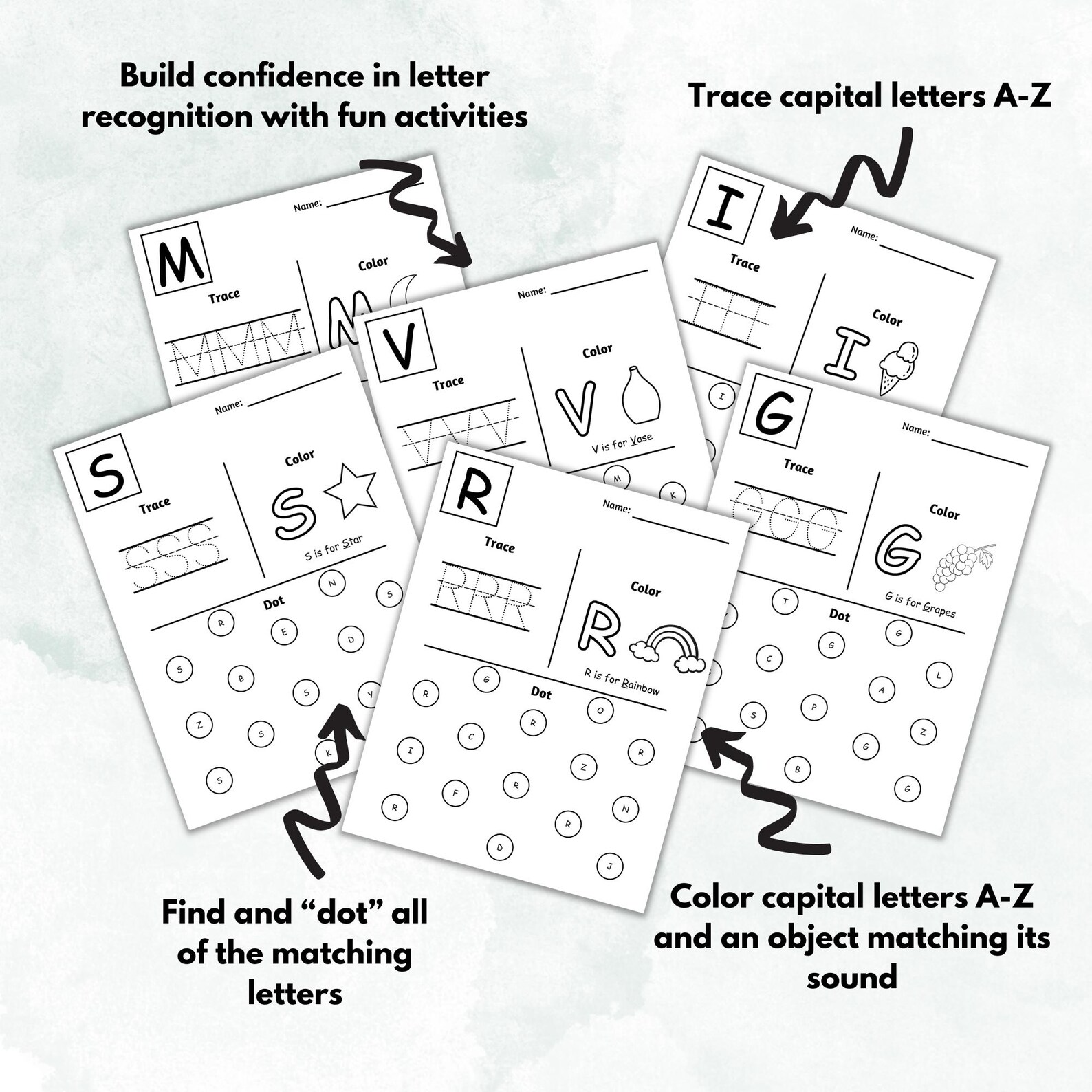 Letter Recognition, Capital Letters, Alphabet Practice, Preschool and ...