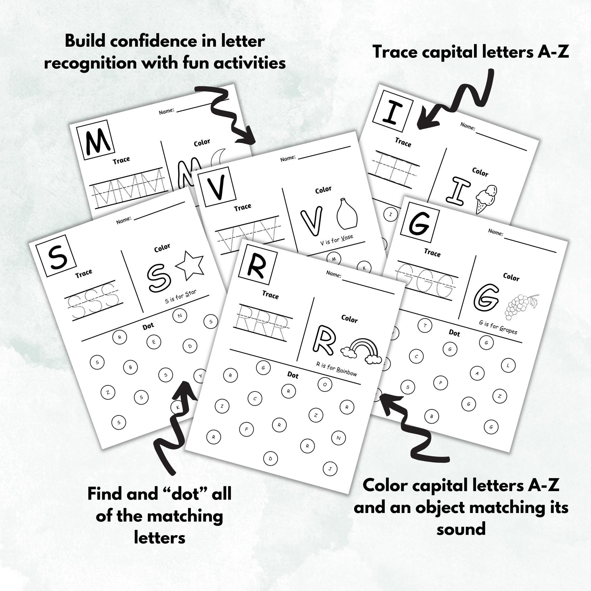 Letter Recognition, Capital Letters, Alphabet Practice, Preschool and ...