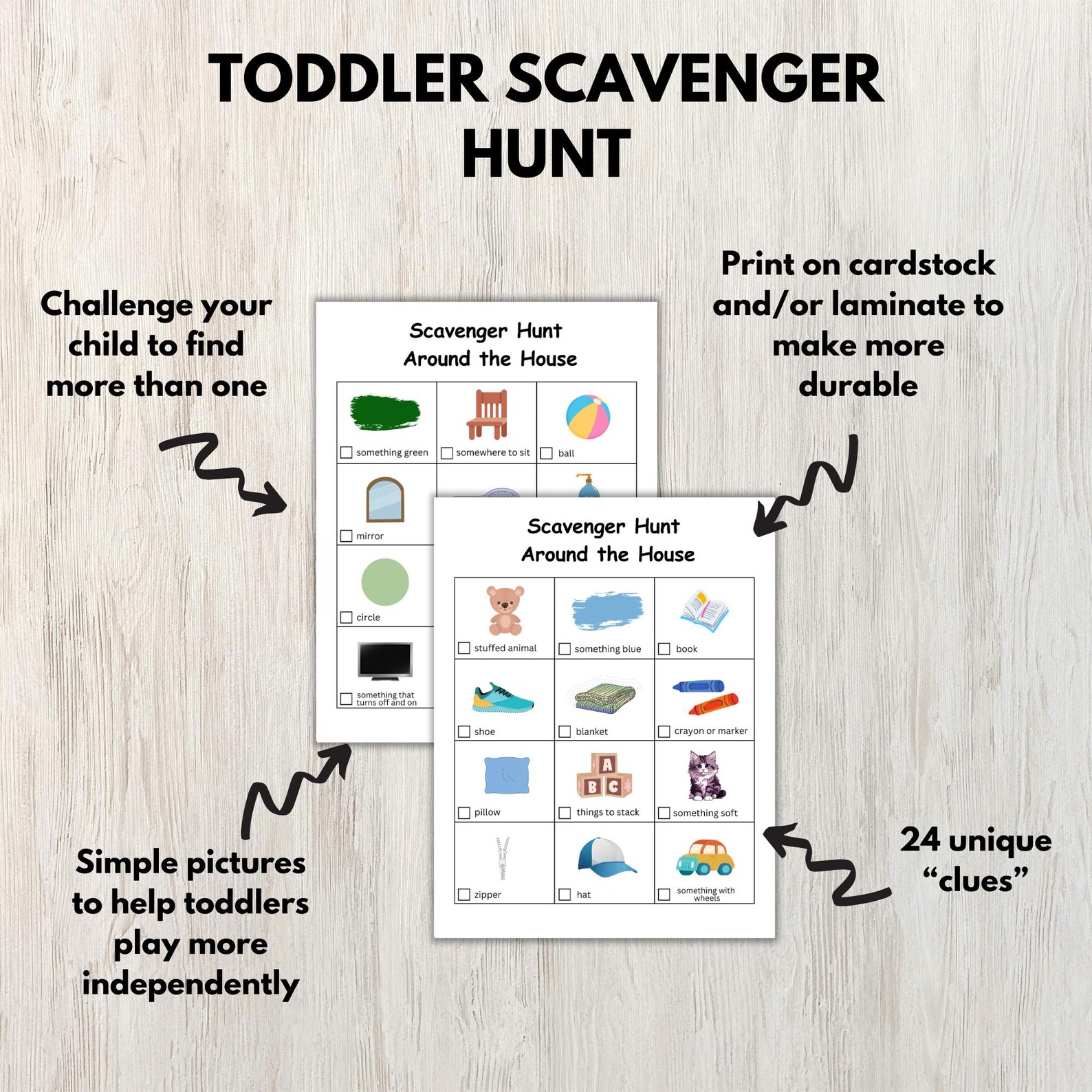 Indoor Scavenger Hunt, Toddler Scavenger Hunt, Printable Scavenger Hunt ...