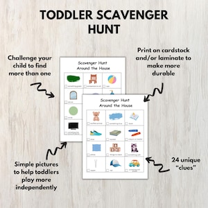 Indoor Scavenger Hunt, Toddler Scavenger Hunt, Printable Scavenger Hunt ...